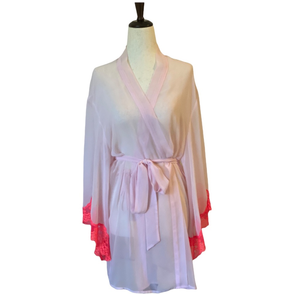 Victoria’s Secret Sheer And Lace Pink Robe - Gem